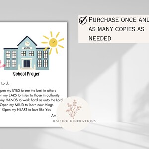 School Prayer Poster School Wall Art Christian School Sign for ...