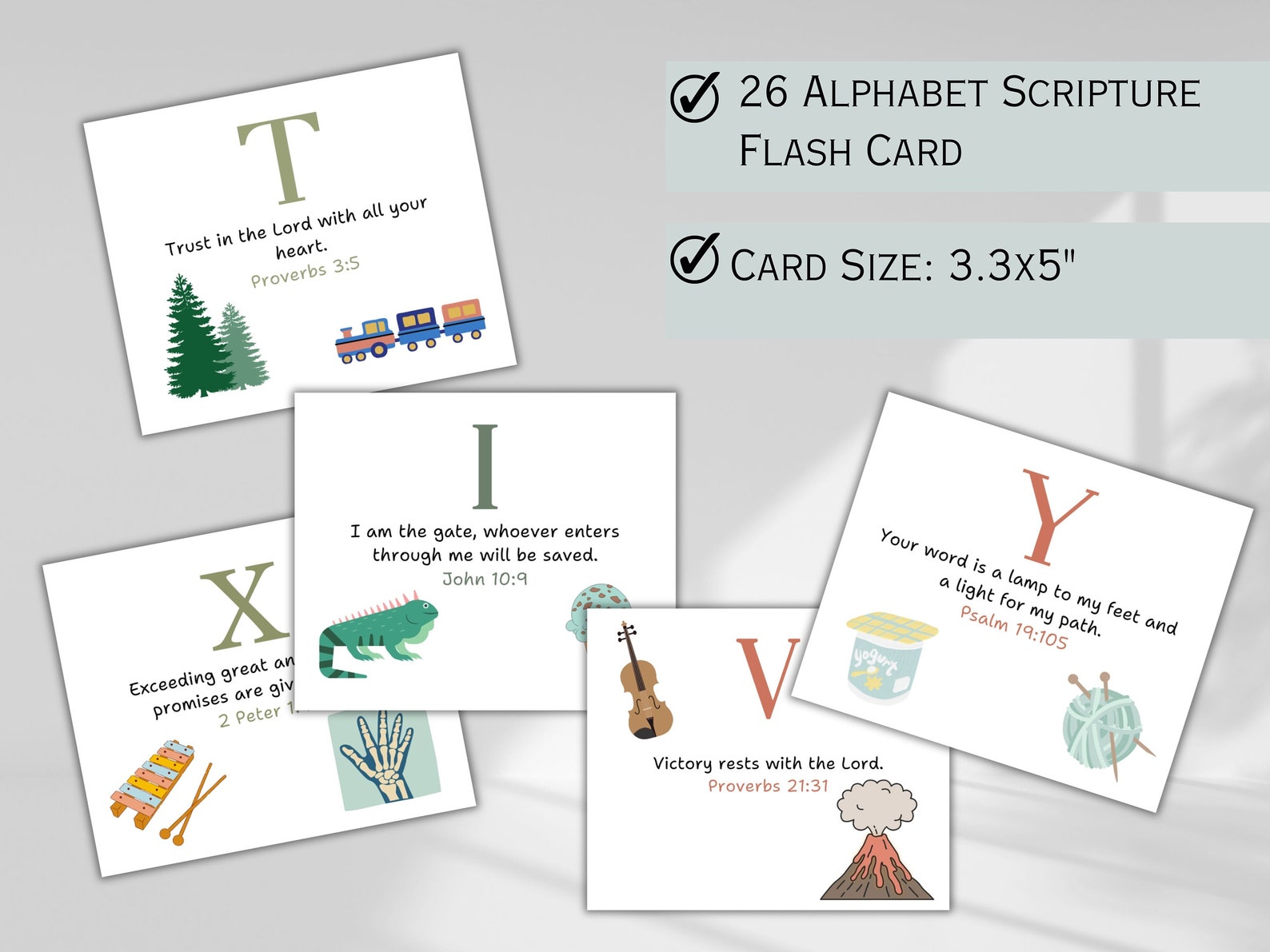 ABC Bible Verse Flashcards Scripture Card Printable Alphabet Bible ...
