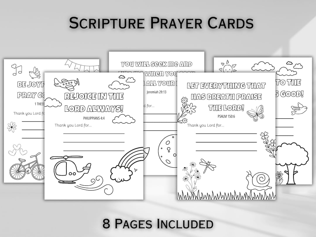 8 Scripture Prayer Card Template for Kids | Sunday School, Homeschool ...