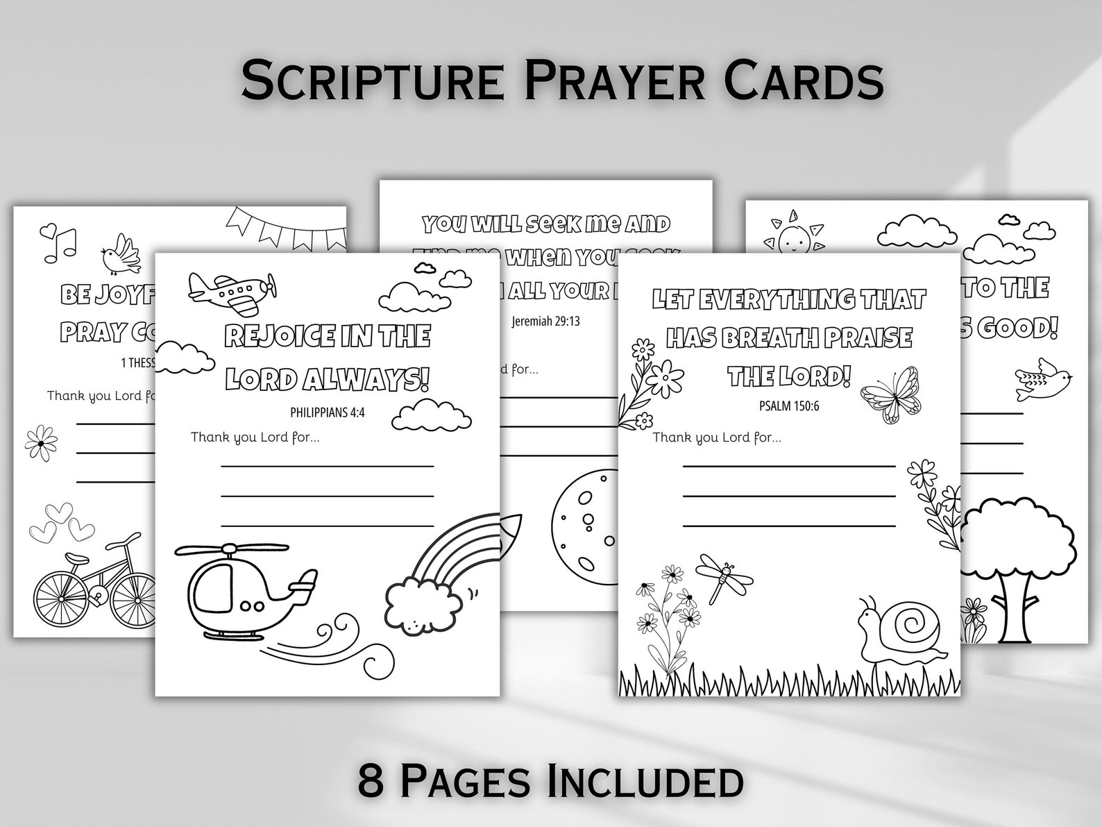 8 Scripture Prayer Card Template for Kids | Sunday School, Homeschool ...