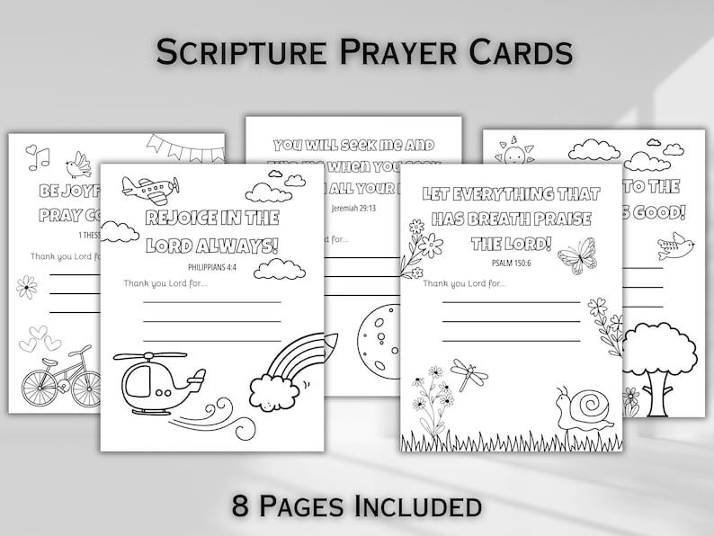 8 Scripture Prayer Card Template for Kids | Sunday School, Homeschool ...