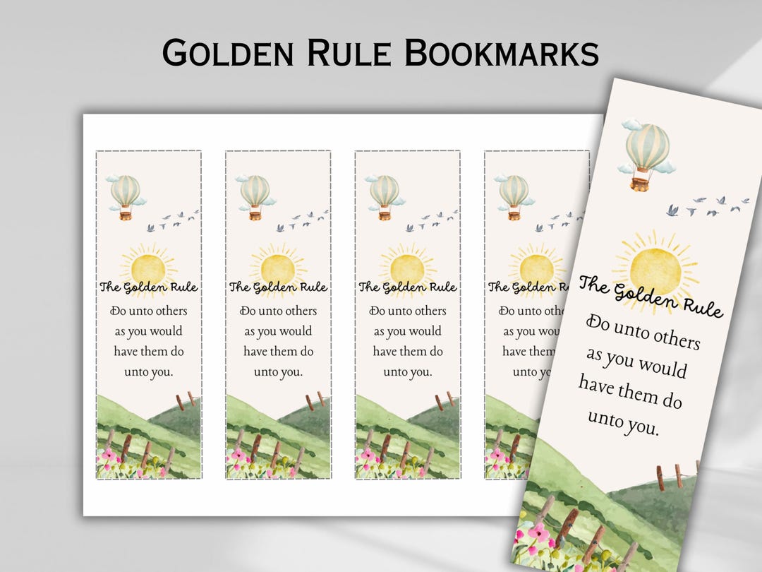 The Golden Rule Bookmark for Kids Bible Bookmark Sunday School ...