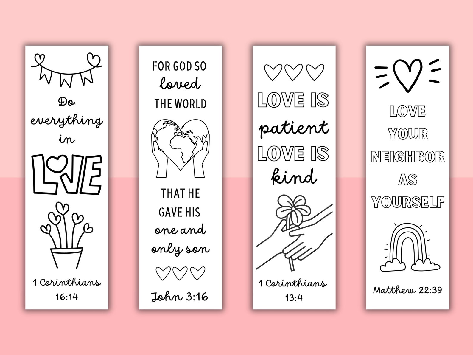 Valentines Bible Verse Coloring Bookmarks | Printable Sunday School ...