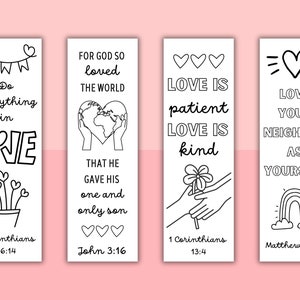 Valentines Bible Verse Coloring Bookmarks | Printable Sunday School ...