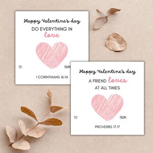 Valentines Bible Verse Cards for Kids, Classmates DIY Christian ...