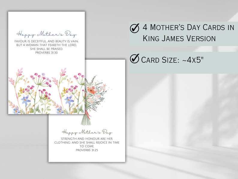KJV Christian Mothers Day Floral Bible Verse Cards Church Gift Tag for ...