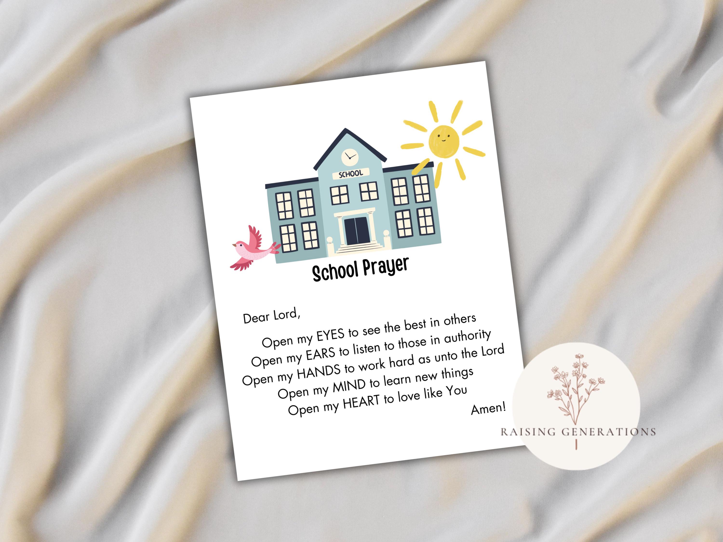 School Prayer Poster School Wall Art Christian School Sign for ...