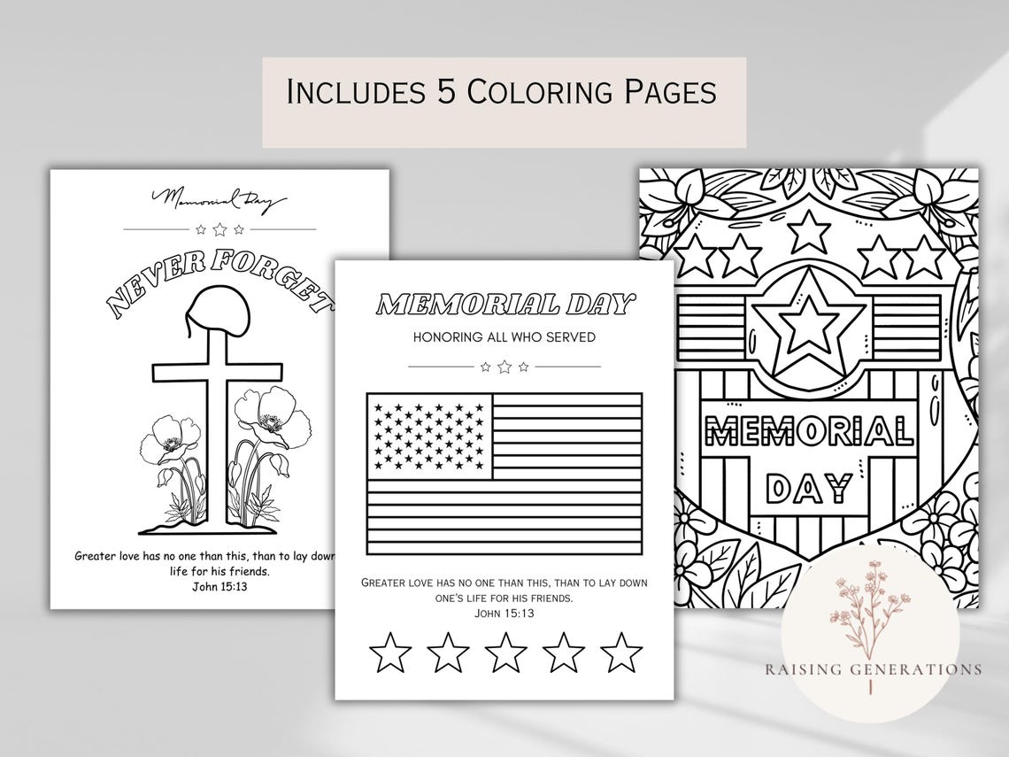 Christian Memorial Day Coloring Pages Memorial Day Craft Printable ...