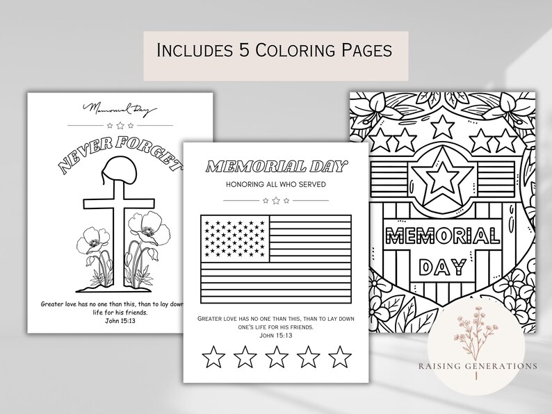 Christian Memorial Day Coloring Pages Memorial Day Craft Printable ...