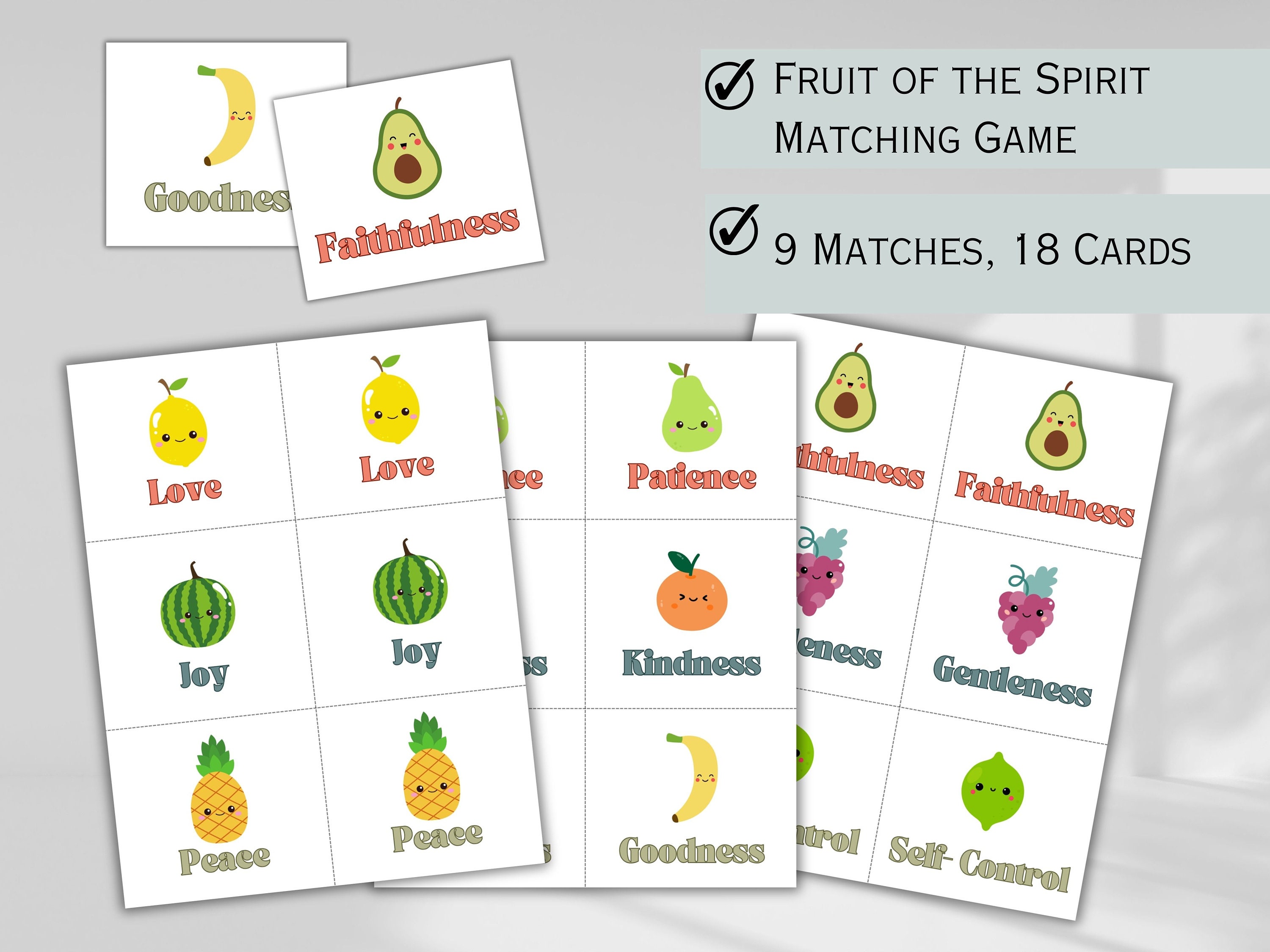Fruit of the Spirit Bundle Printable Flashcards Poster Bible Verse ...