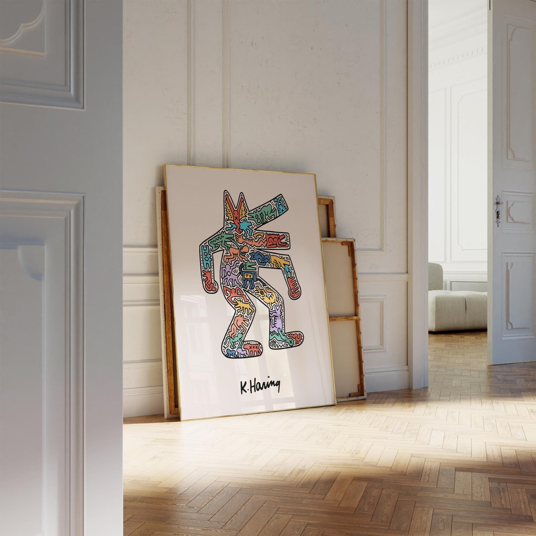 Keith Haring Multicolor Dancing Figure Poster, Abstract Art Print ...