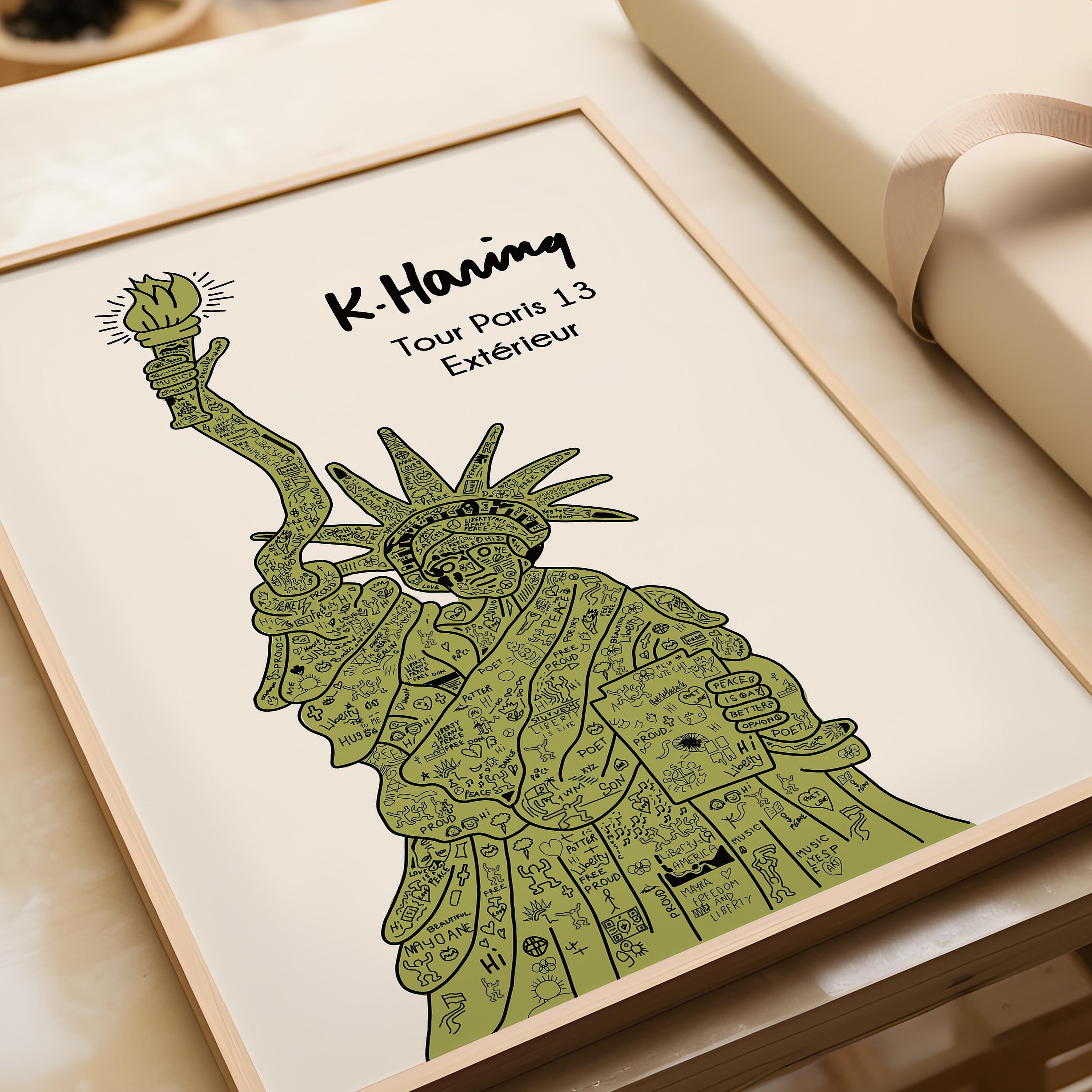 Keith Haring Statue of Liberty Poster, Tour Paris 13 Art, Graffiti ...