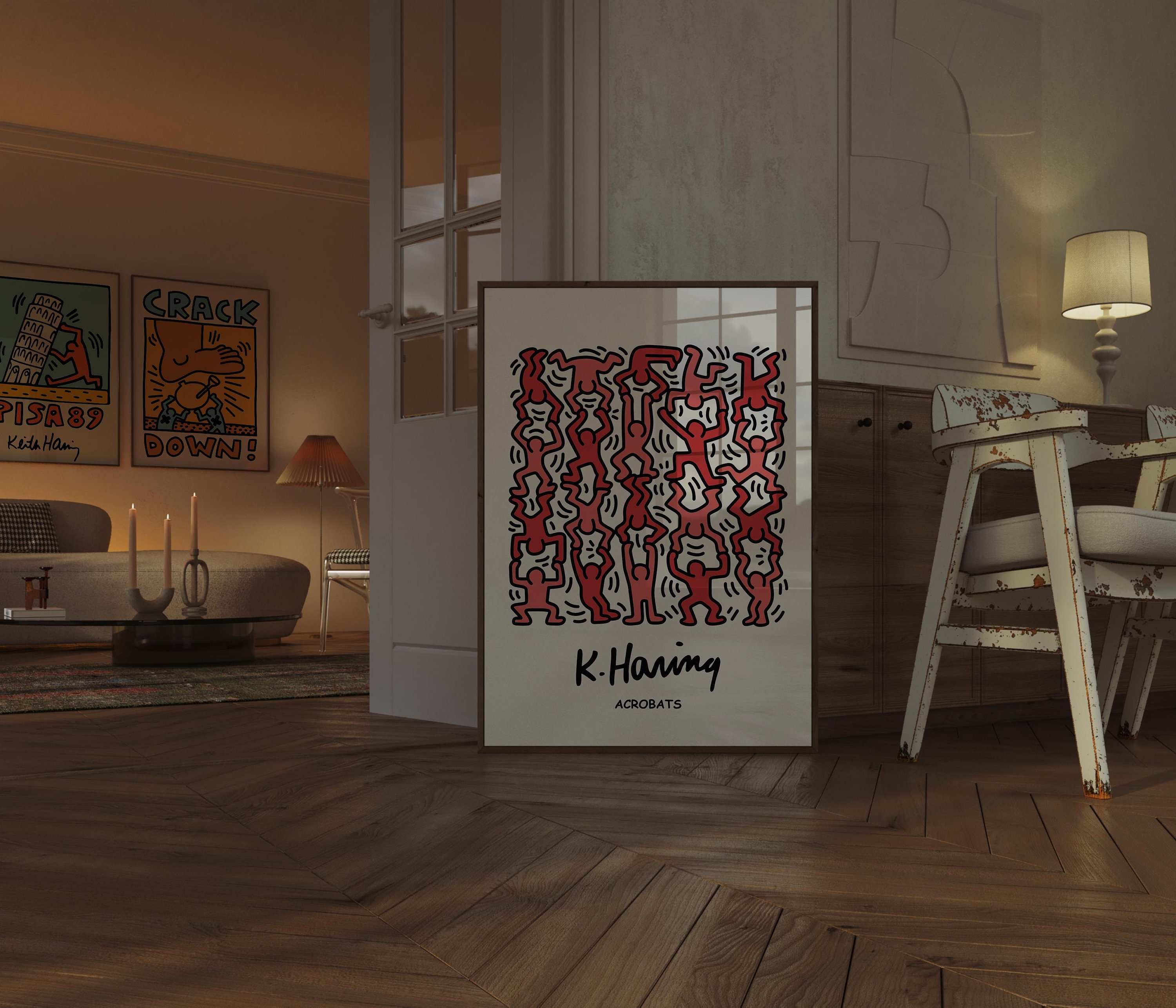 Keith Haring Acrobats Art Print, Human Chain Poster, 1980s Iconic Pop ...