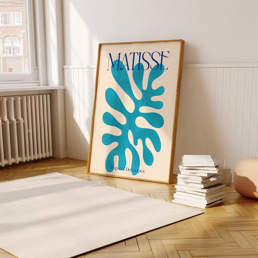 Henri Matisse's Blue Shape Form Print, Vibrant Papier Découpé Poster ...