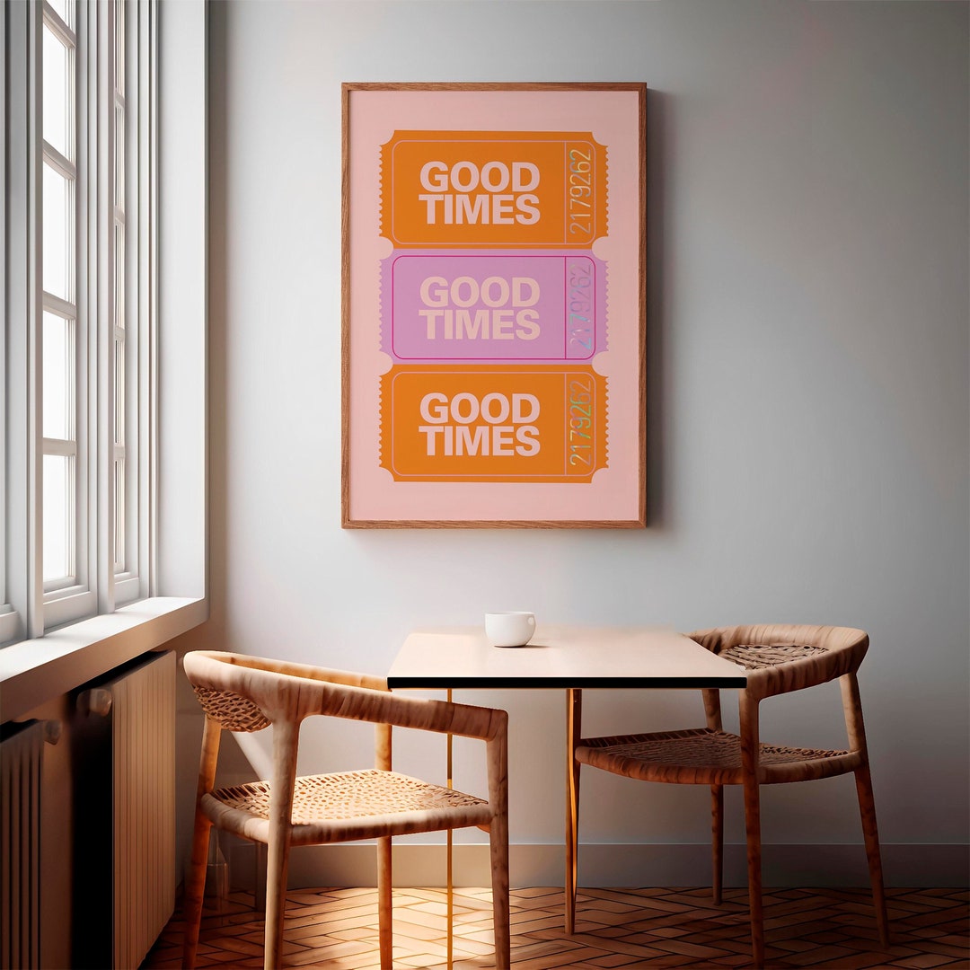 Retro Ticket Stubs Art Print, Colorful Good Times Poster, Nostalgic ...