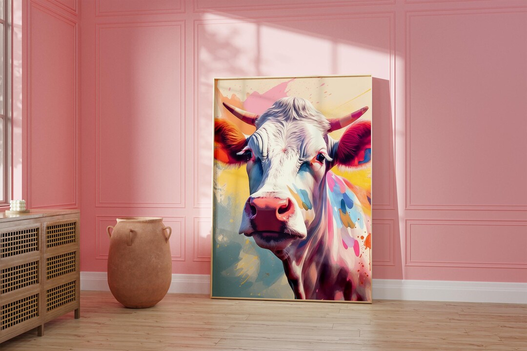 Color Splash Cow Poster, Artistic Cow Wall Art, Modern Farmhouse Decor ...
