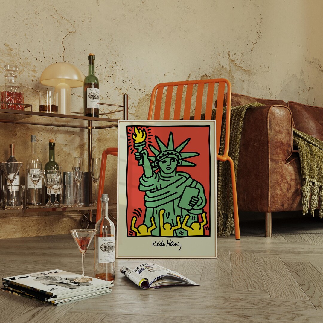 Keith Haring Liberty Art, Pop Art Statue of Liberty Poster, Iconic ...