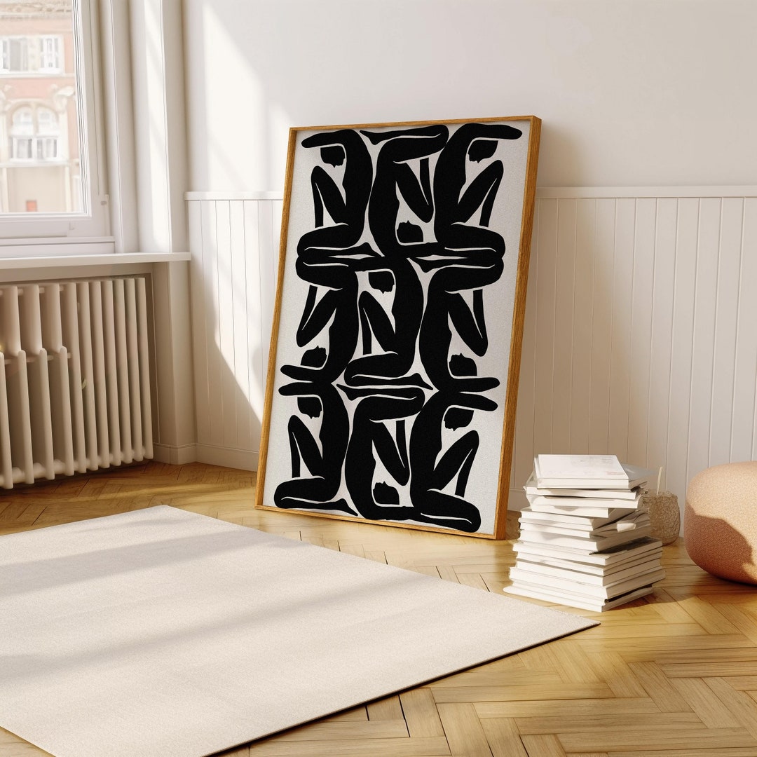 Symmetrical Abstract Human Forms Poster, Black and White Artistic ...