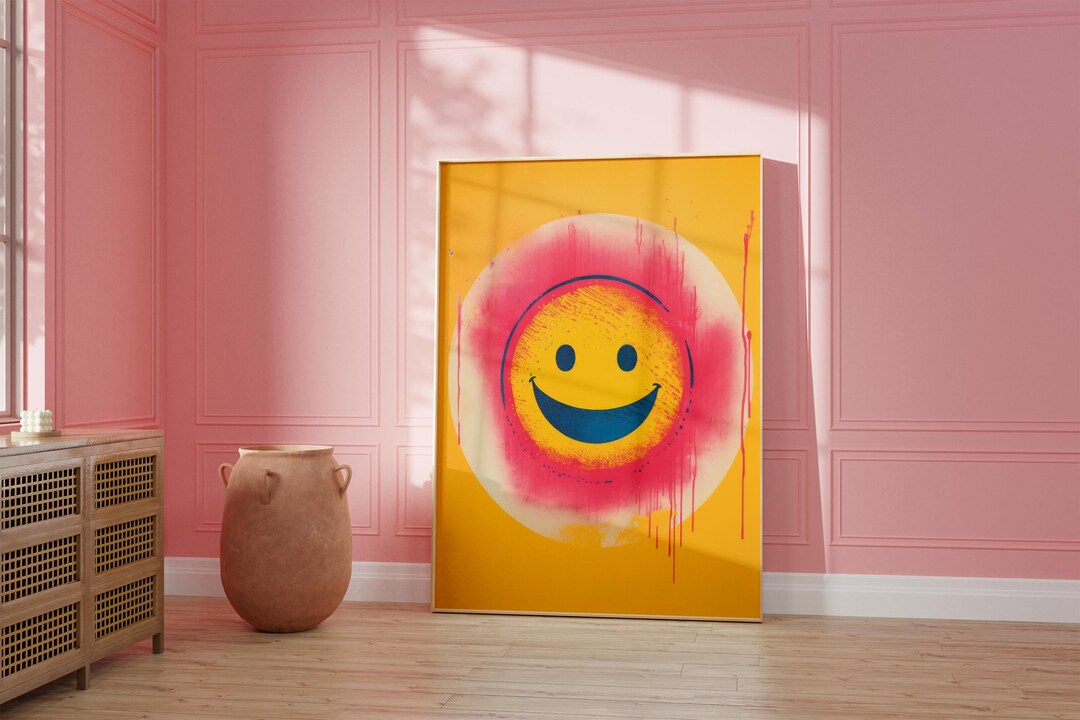 Vibrant Smiley Face Poster, Cheerful Wall Art, Modern Pop of Color ...