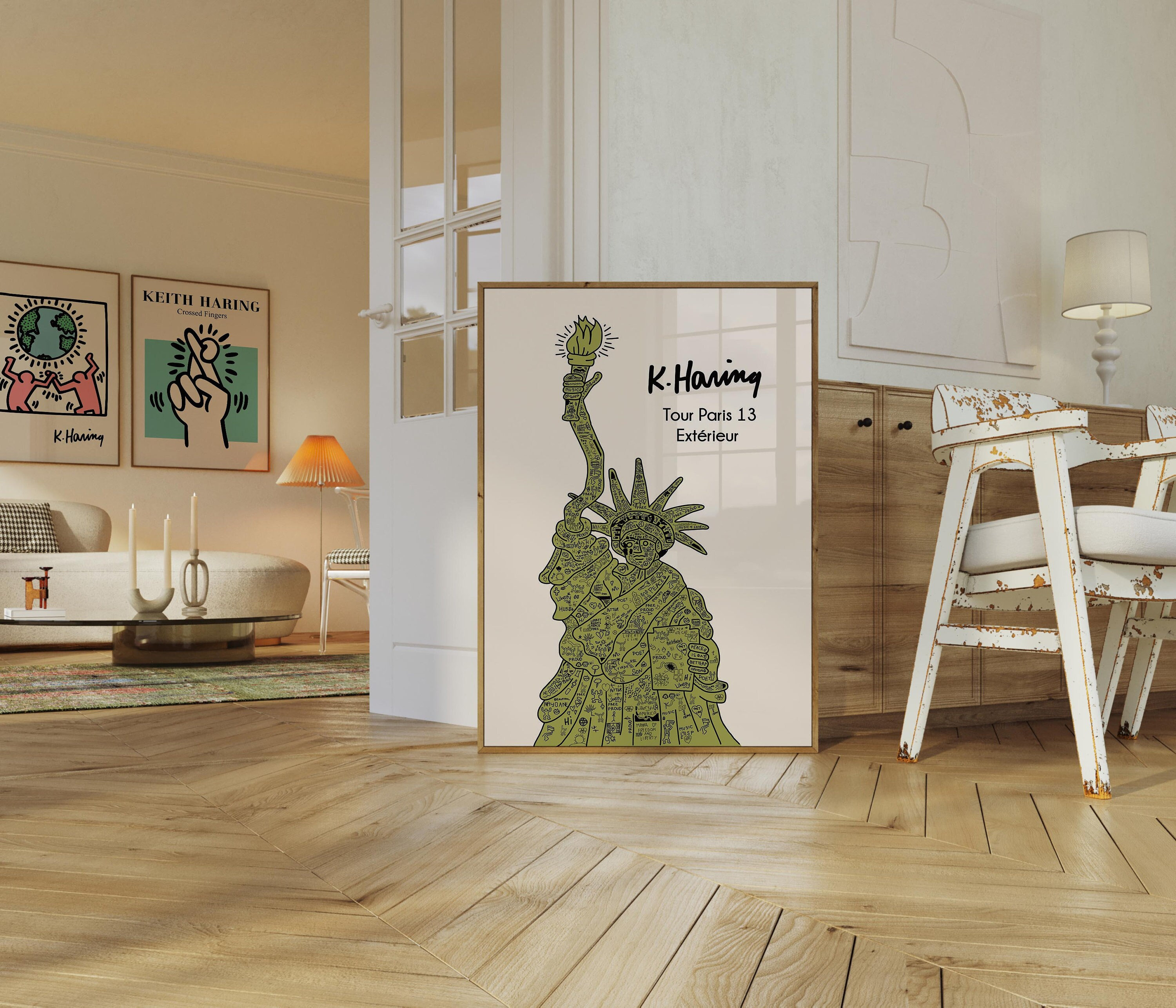 Keith Haring Statue of Liberty Poster, Tour Paris 13 Art, Graffiti ...