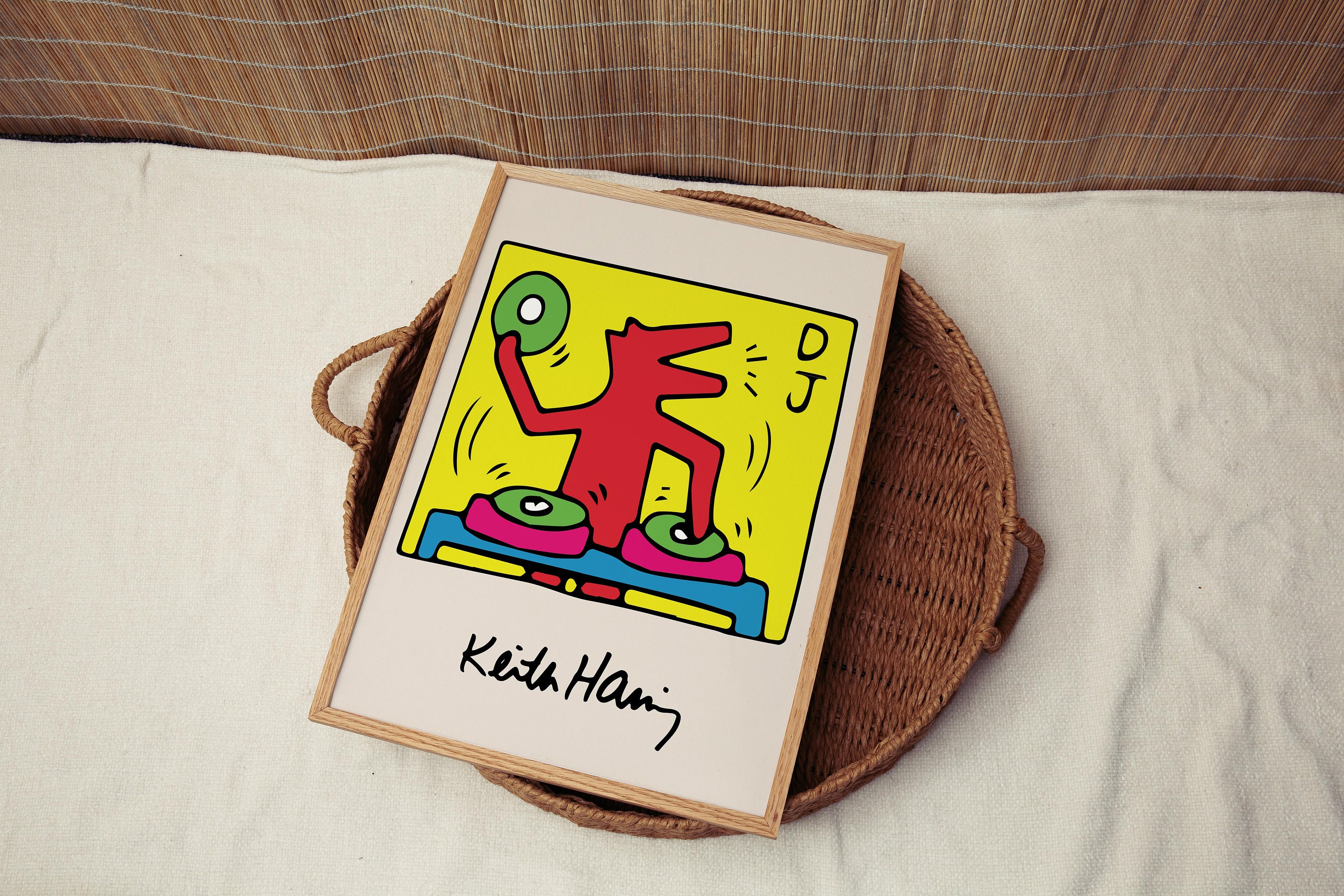 Keith Haring DJ Figure Art Poster, Vibrant 80s Music Scene Wall Print ...