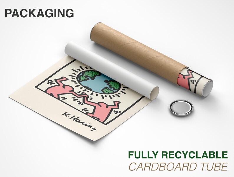 Keith Haring Earth Embrace Art Poster, World Unity Illustration ...