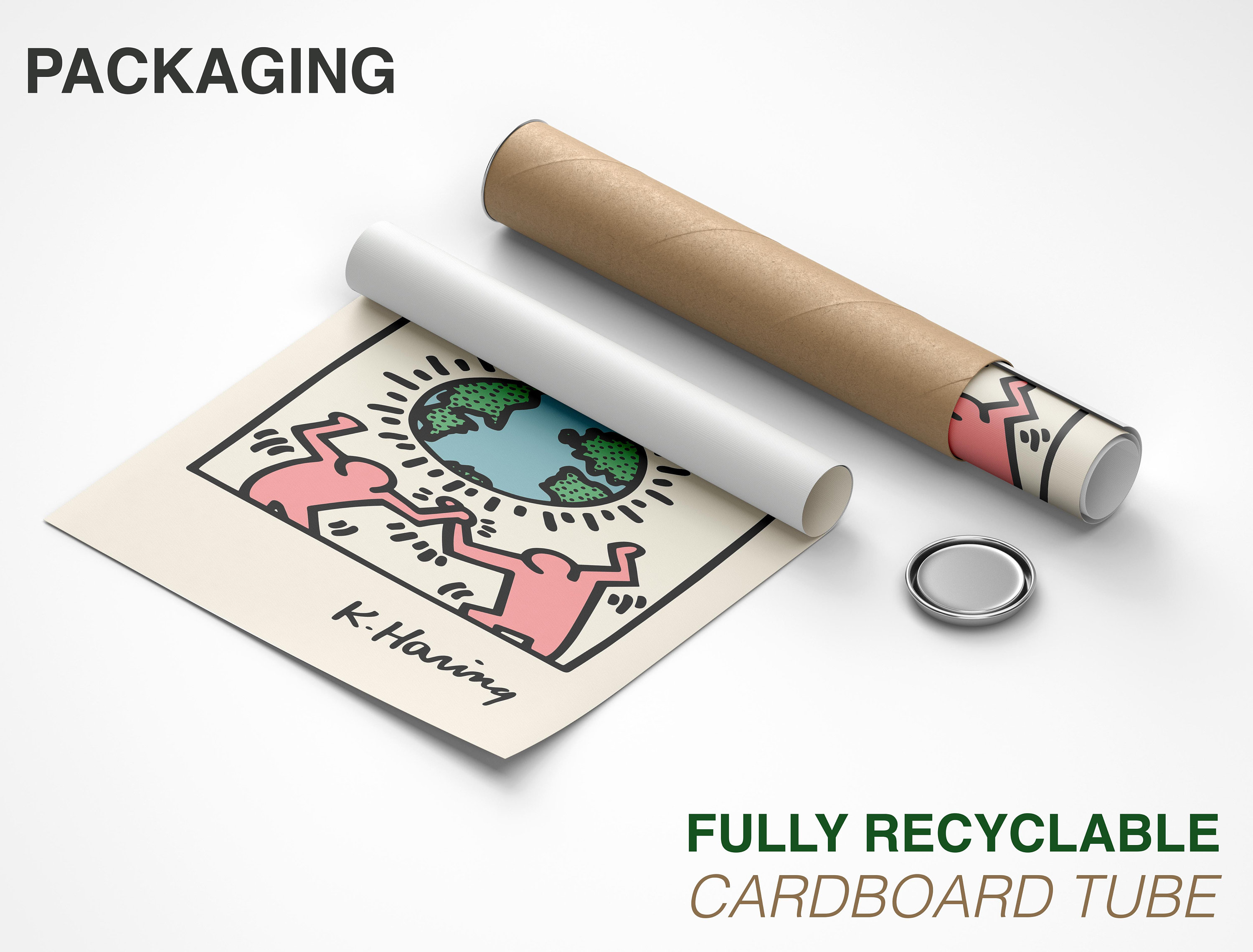 Keith Haring Earth Embrace Art Poster, World Unity Illustration ...