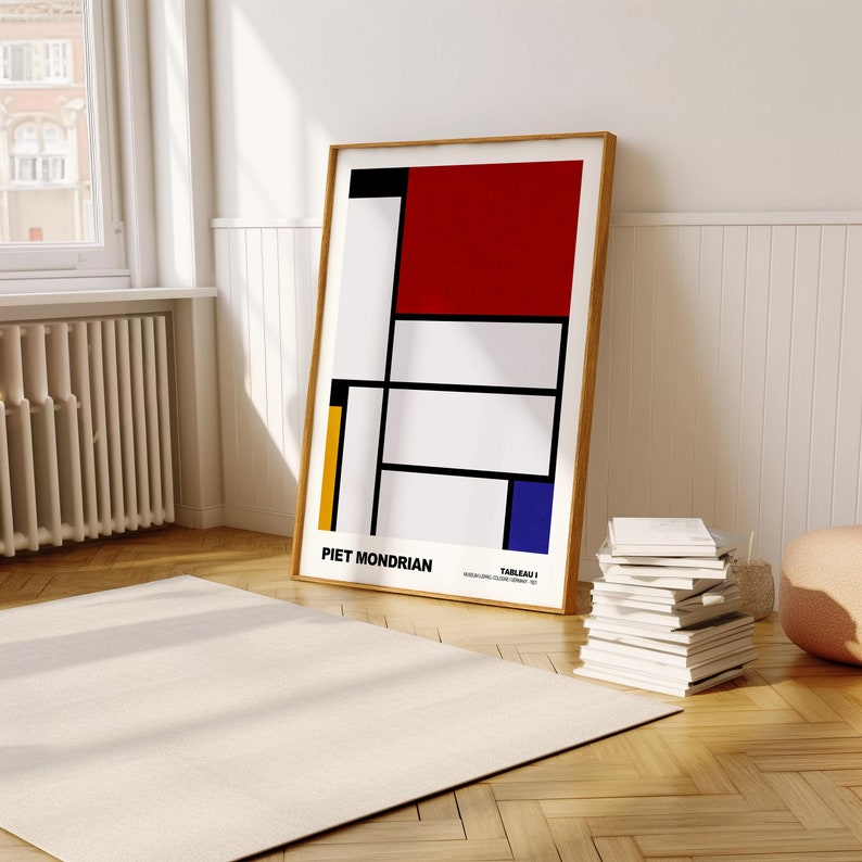 Piet Mondrian Tableau I Print, Classic Modern Art, Red Blue Yellow Wall ...