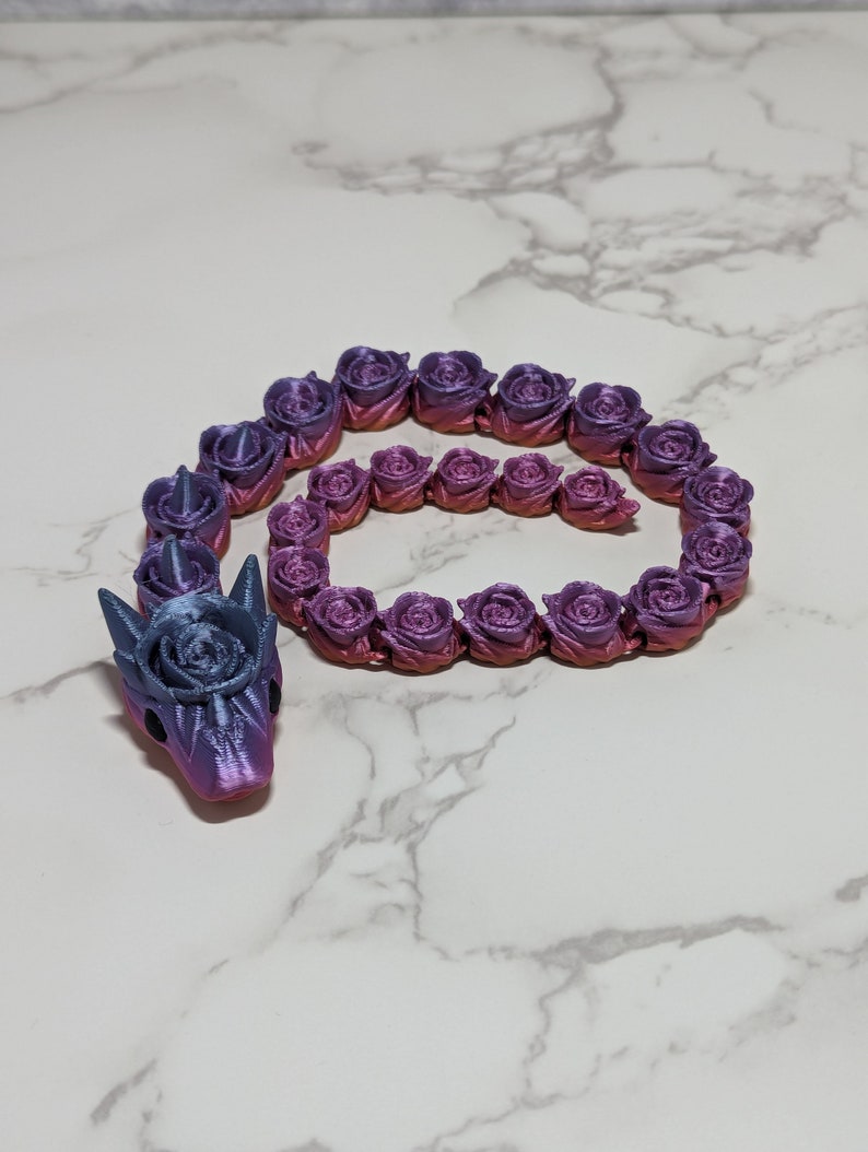3D Printed Articulated Rose Snakes Three Sizes - Etsy