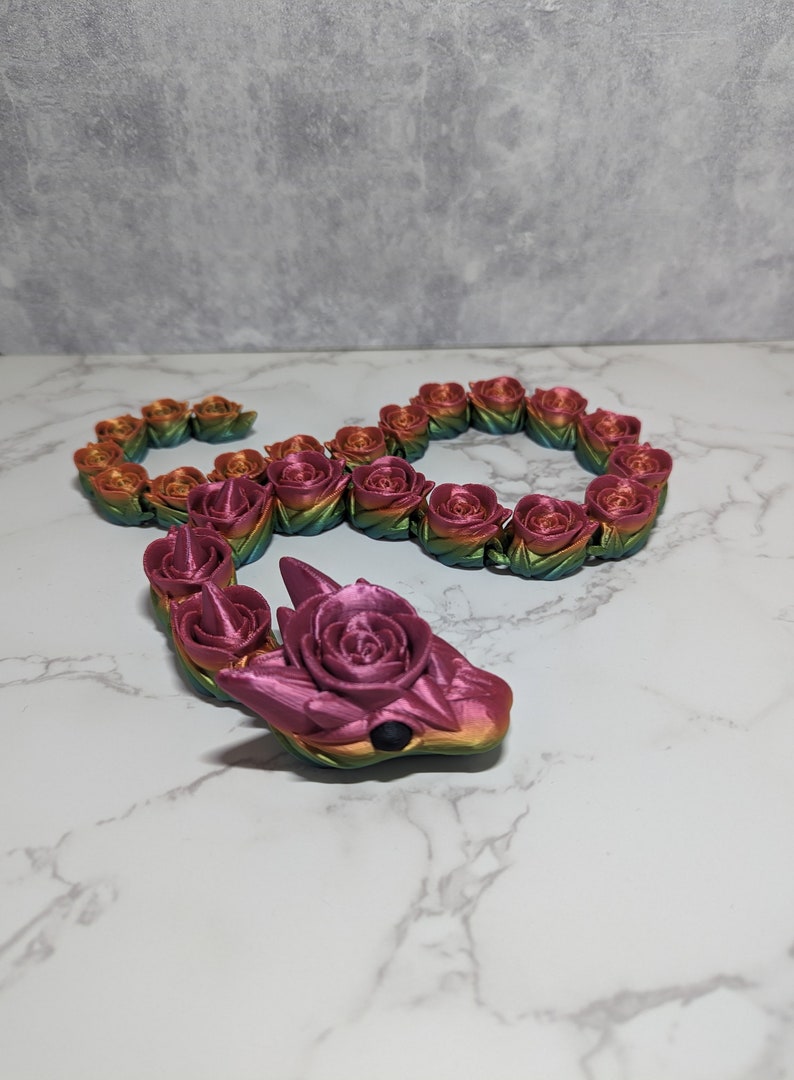 3D Printed Articulated Rose Snakes Three Sizes - Etsy
