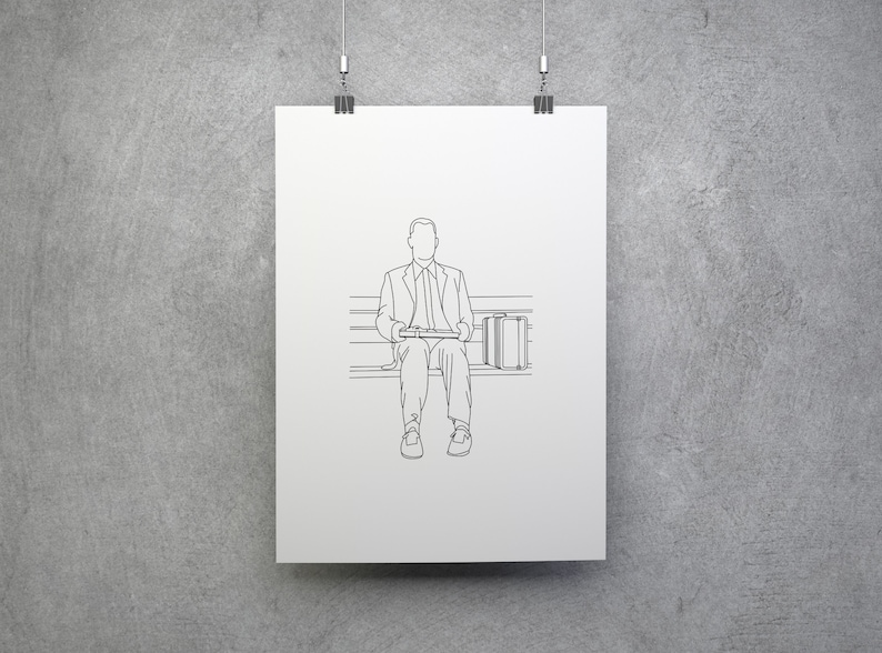 Forrest Gump Minimalist Line Drawing Poster Print Hand Drawn Movie ...