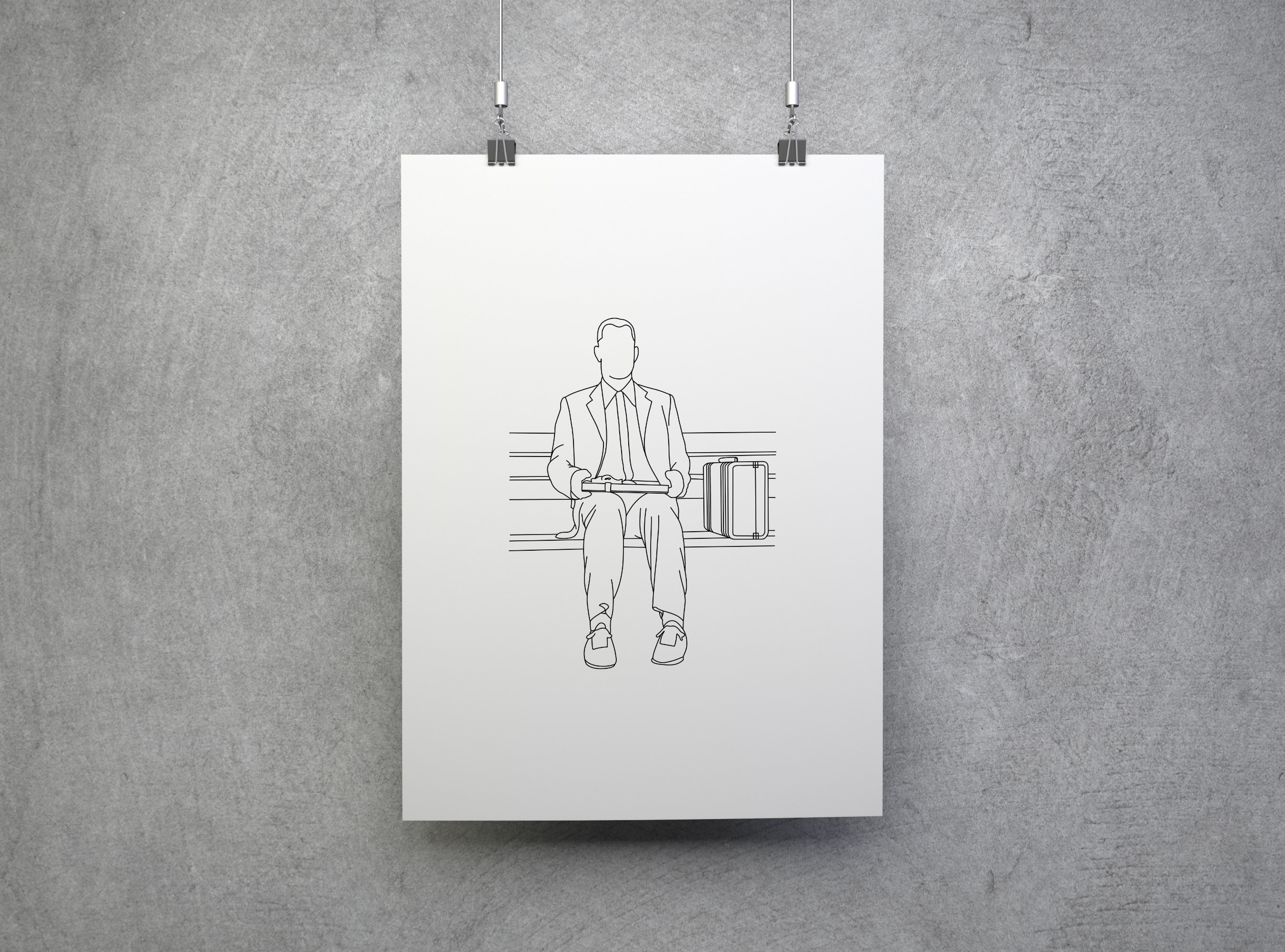 Forrest Gump Minimalist Line Drawing Poster Print Hand Drawn Movie ...