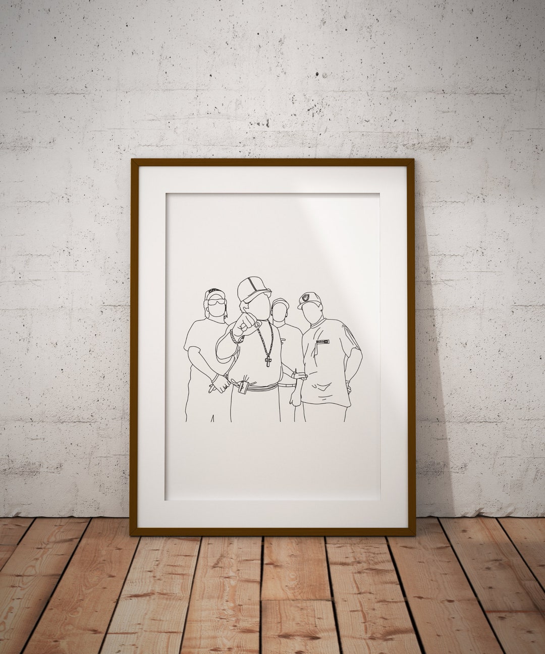NWA Minimalist Line Drawing Poster Print Hand Drawn Rap & Hip Hop Music ...