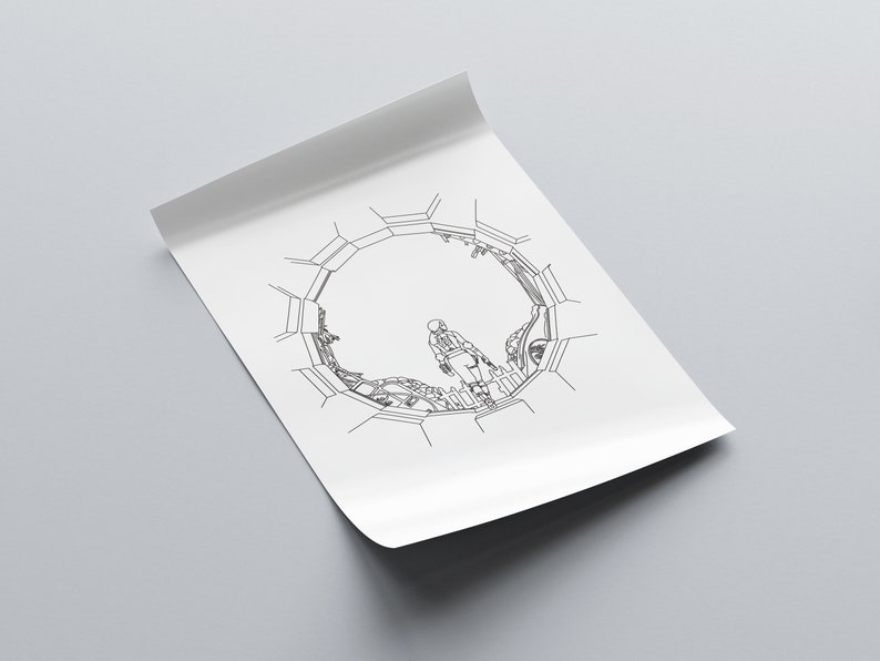 Fallout Minimalist Line Drawing Poster Print Hand Drawn Video Game ...