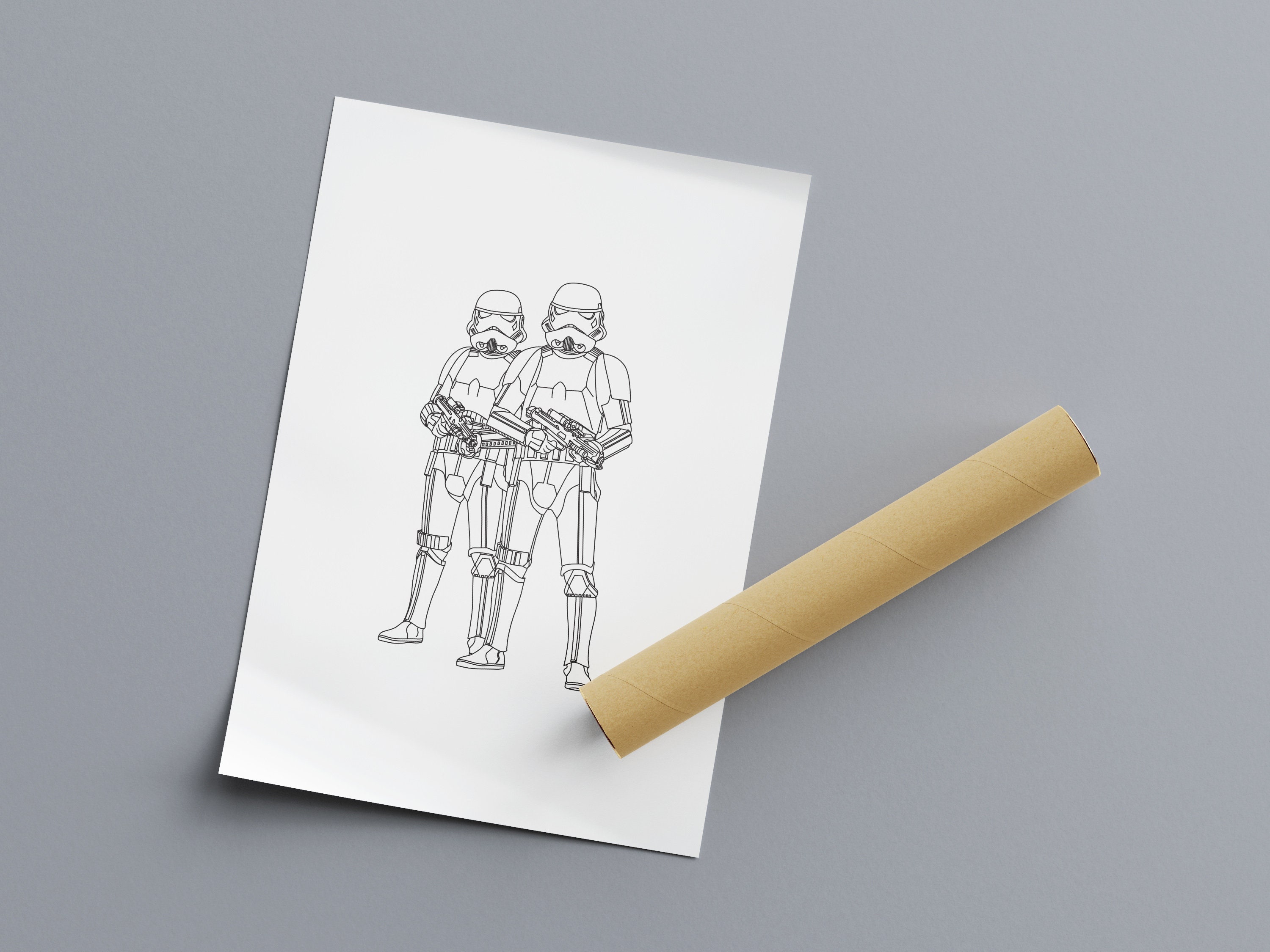 Stormtrooper Minimalist Line Drawing Poster Print Hand Drawn Star Wars ...