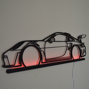 Racing Car LED Night Light | RGB Wooden Wall Decor - Etsy