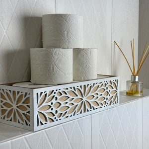 Wooden Toilet Paper Storage Rack, Wall Mounted Tissue Holder, Roll ...