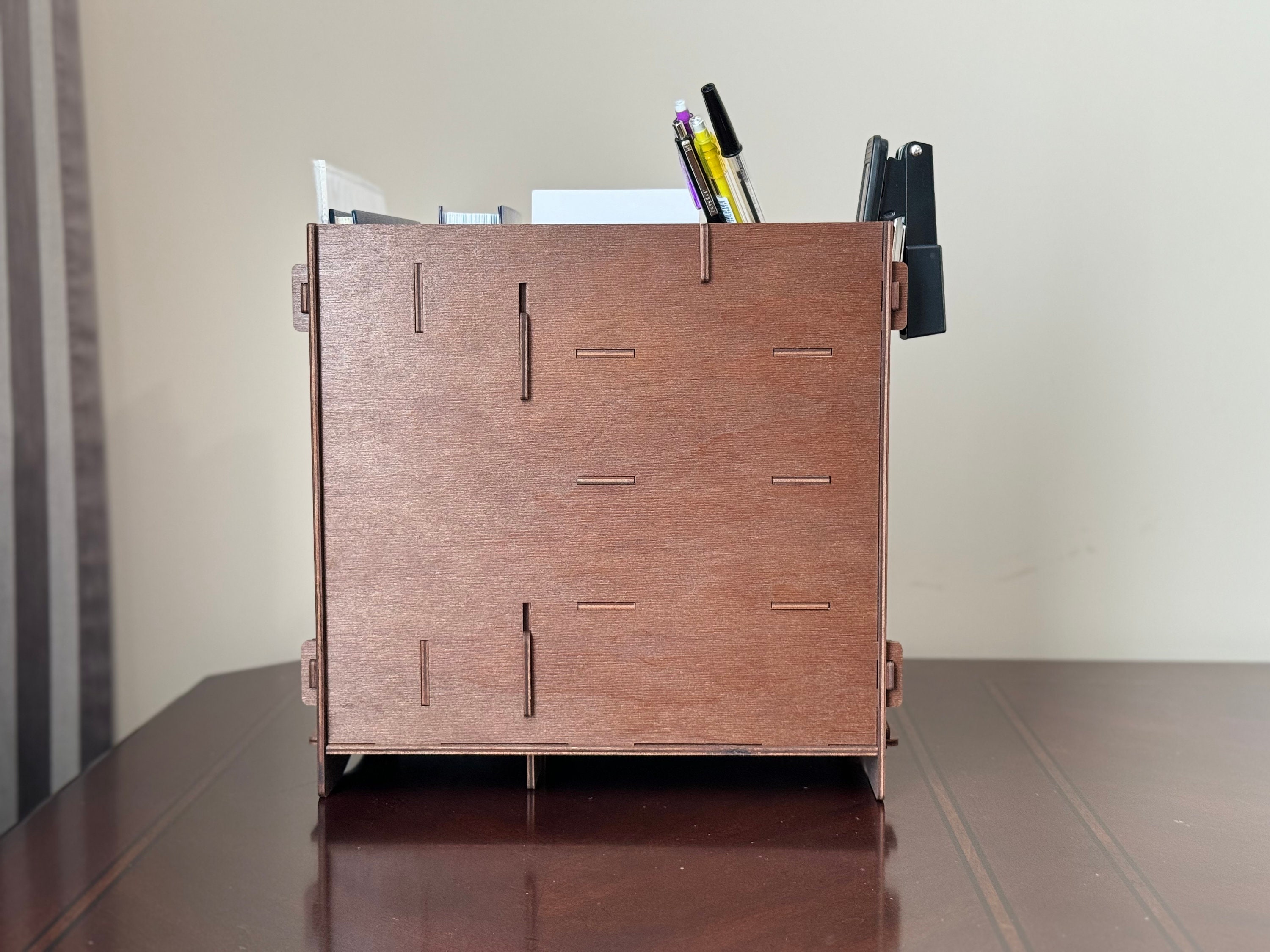 Wood Desktop Organizer, Home Office Decor, Rustic Office Storage, Desk ...