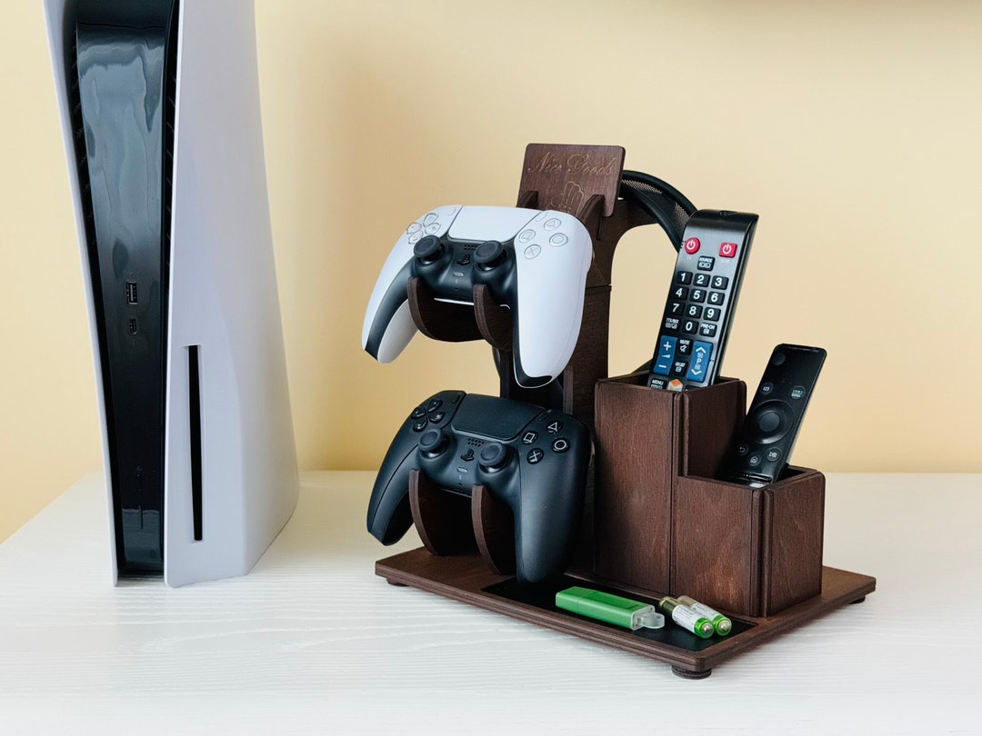 Wood Headphone Stand Wenge Finish | Tech Desk Organizer | Gaming ...