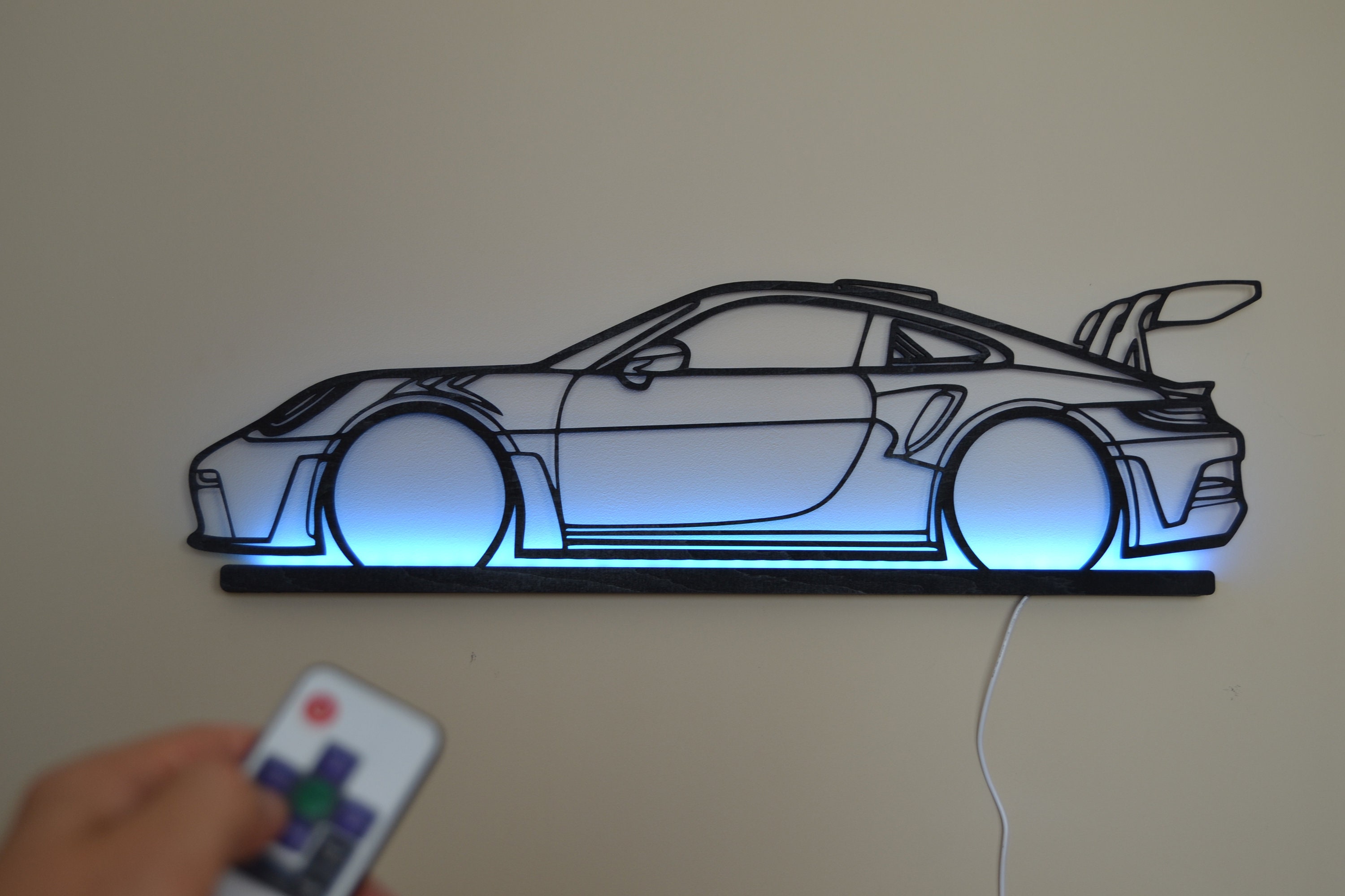 Racing Car LED Night Light | RGB Wooden Wall Decor - Etsy