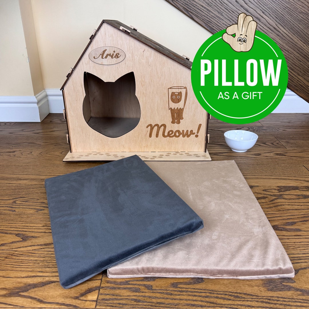 Modern Wooden Cat House With Free Personalization | Large Size Cat Cave ...