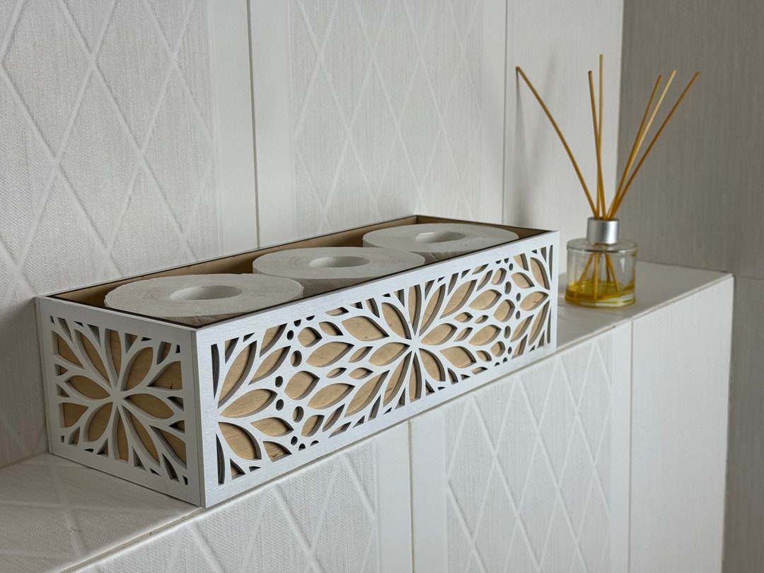 Wooden Toilet Paper Storage Rack, Wall Mounted Tissue Holder, Roll ...