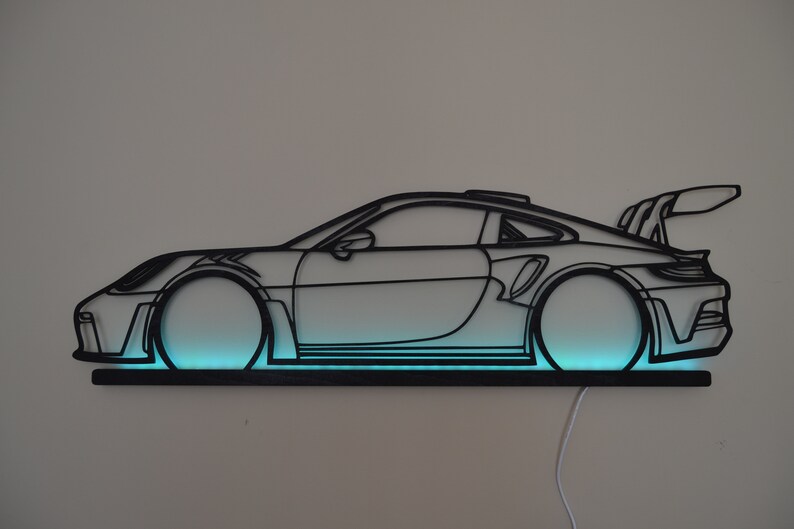 Racing Car LED Night Light | RGB Wooden Wall Decor - Etsy