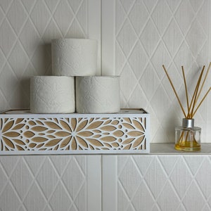 Wooden Toilet Paper Storage Rack, Wall Mounted Tissue Holder, Roll ...