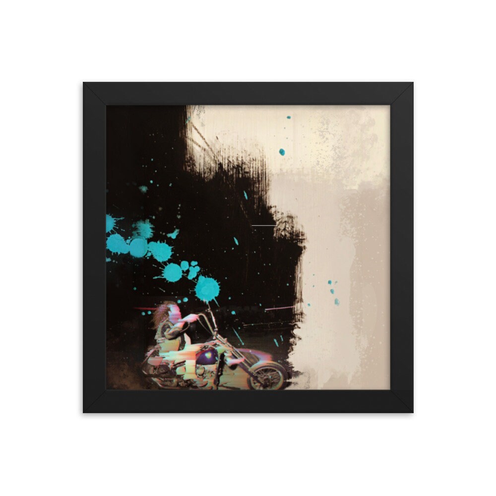 Midnight Ride Abstract Motorcycle Framed Art Print for Modern Home ...