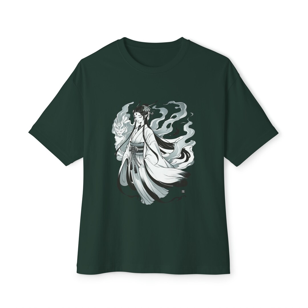 Ethereal Spirit Geisha Oversize Tee , Traditional Japanese Elegance ...