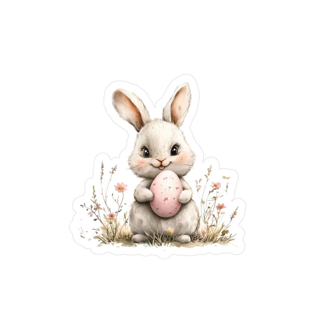 Cute Easter Bunny Kiss-cut Vinyl Decals, Spring Decor, Stickers for ...