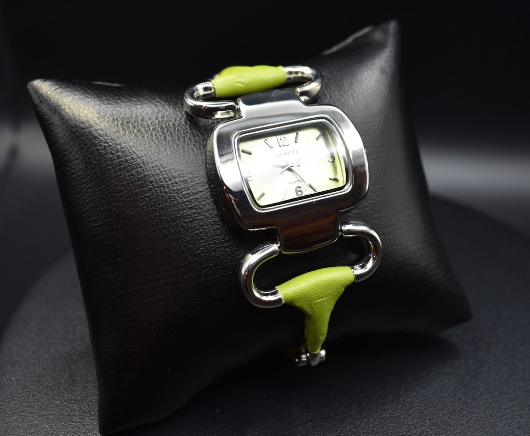 Ladies Geneva Green Quartz Watch With Adjustable Snap Band, Battery - Etsy