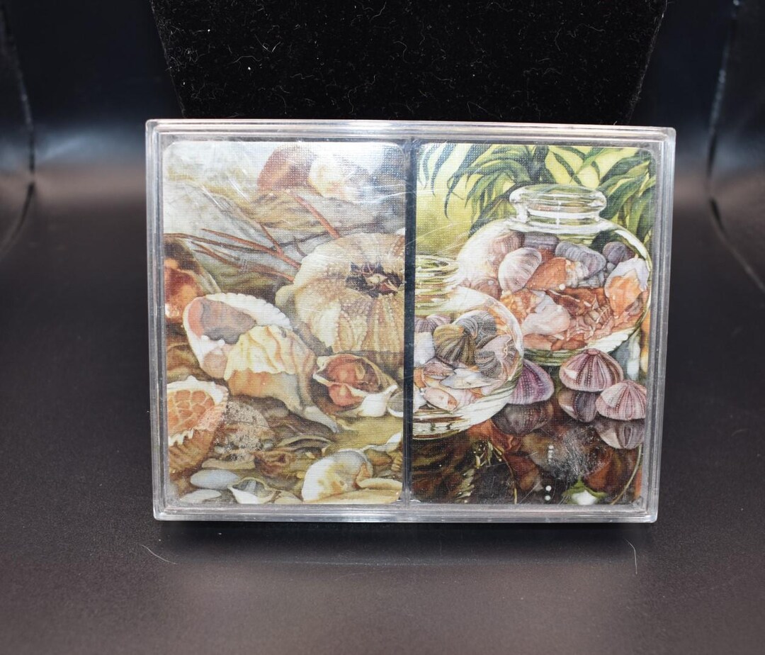 Sea Shells Design Vintage Plastic Playing Cards Double Deck by Cape ...