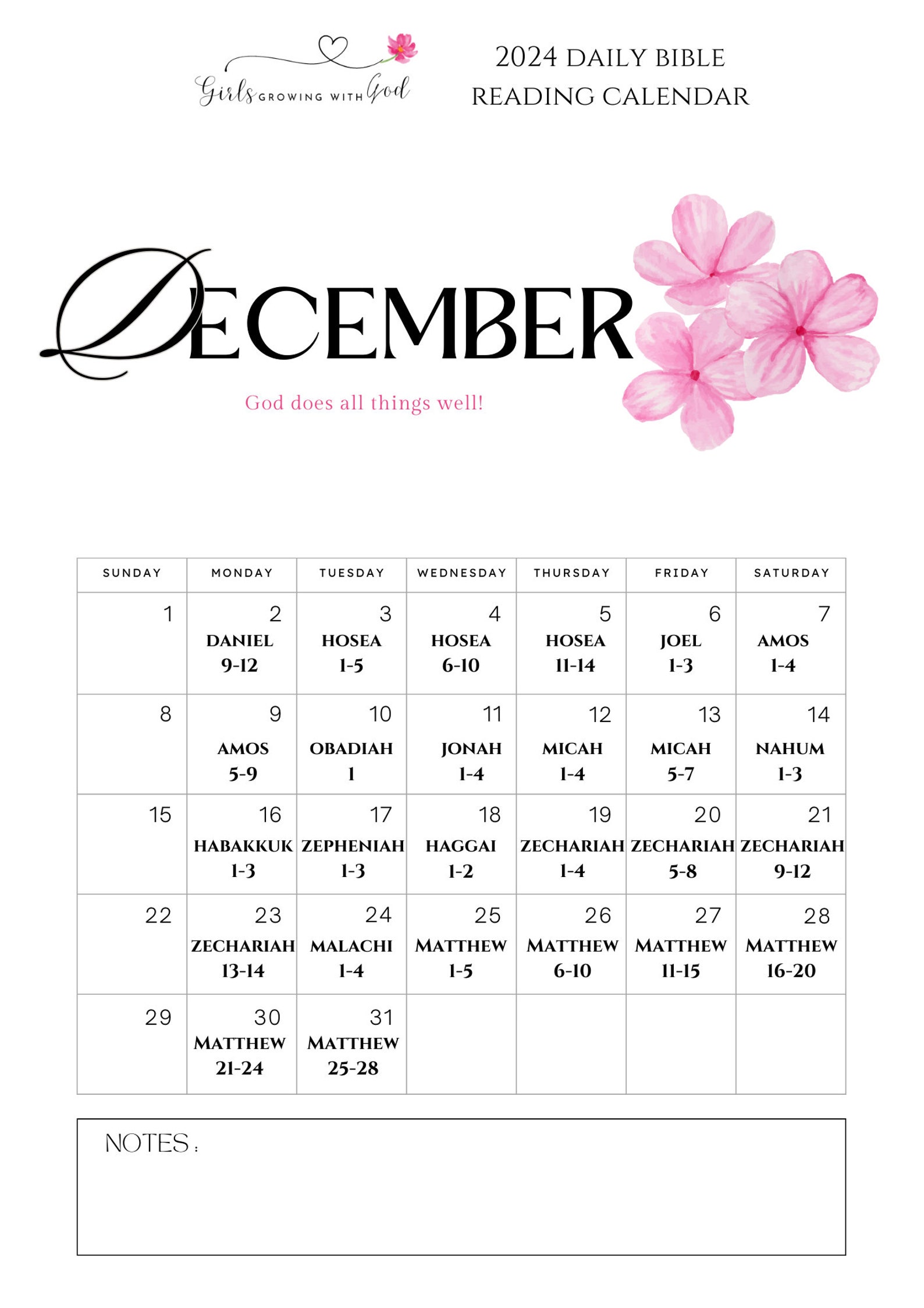 2024 Bible Reading Plan Calendar, Christian Gifts for Women, Scripture ...